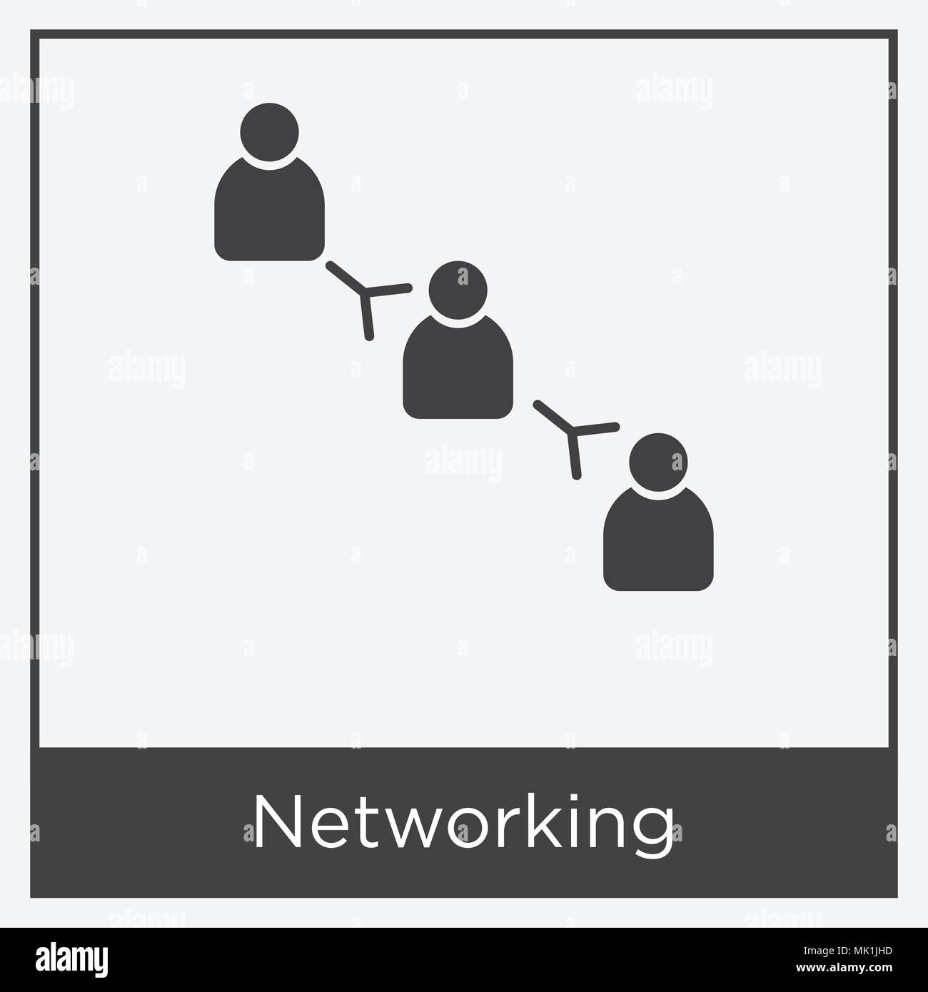 Networking icon isolated on white background with gray frame, sign and ...