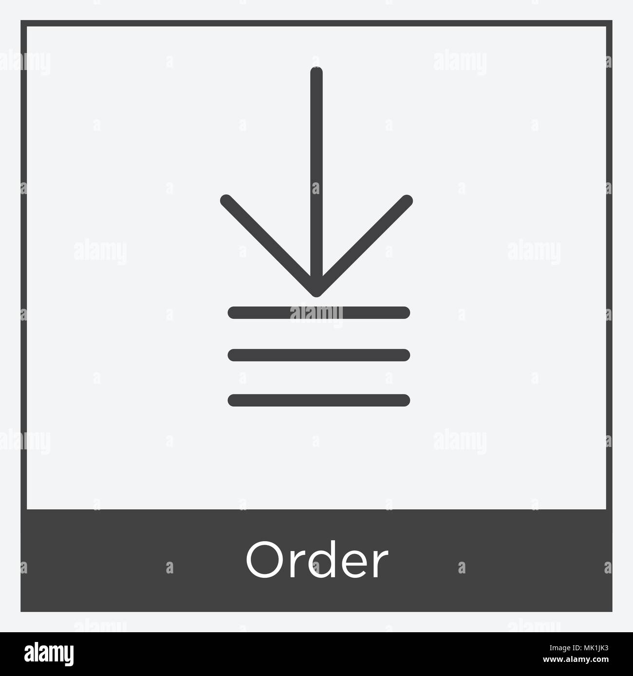 Order icon isolated on white background with gray frame, sign and ...