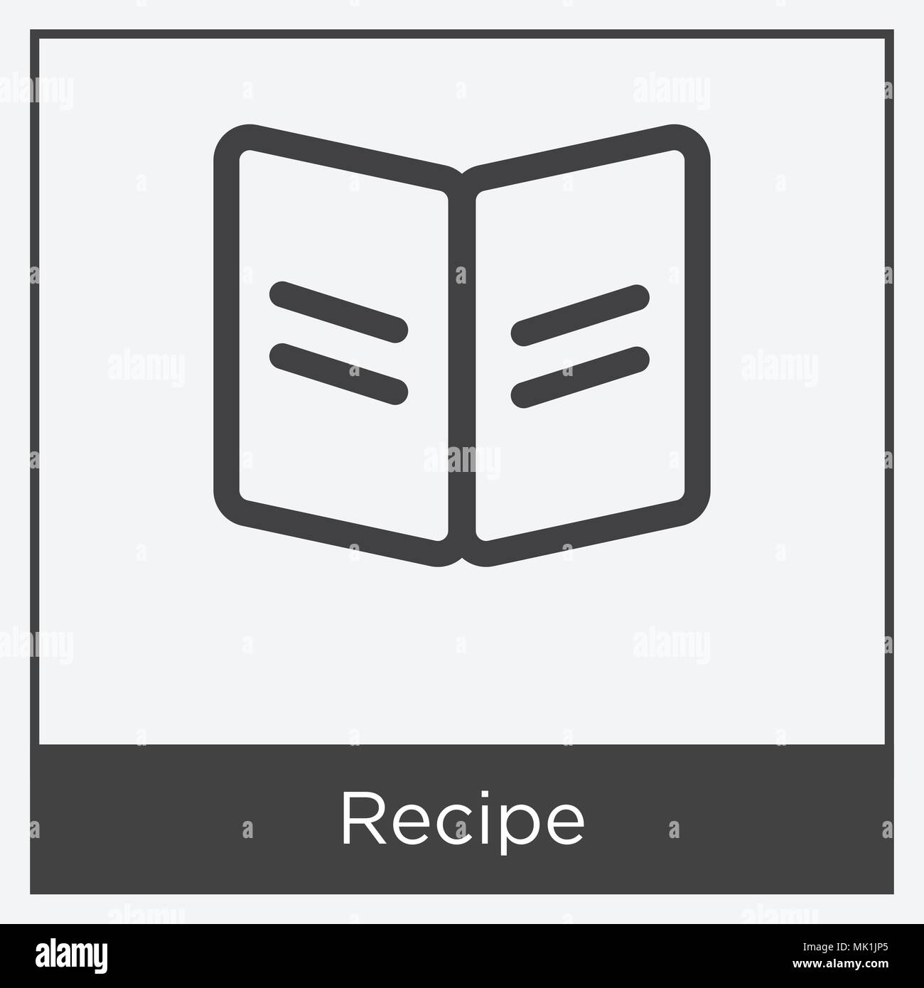 Recipe icon isolated on white background with gray frame, sign and ...