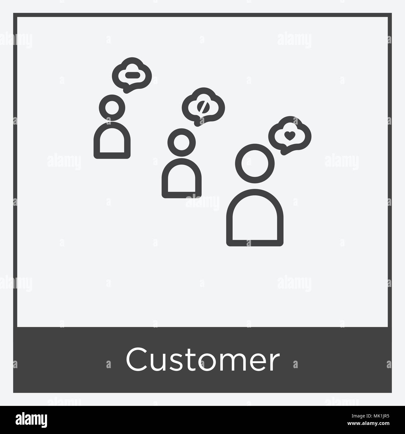 Customer icon isolated on white background with gray frame, sign and ...