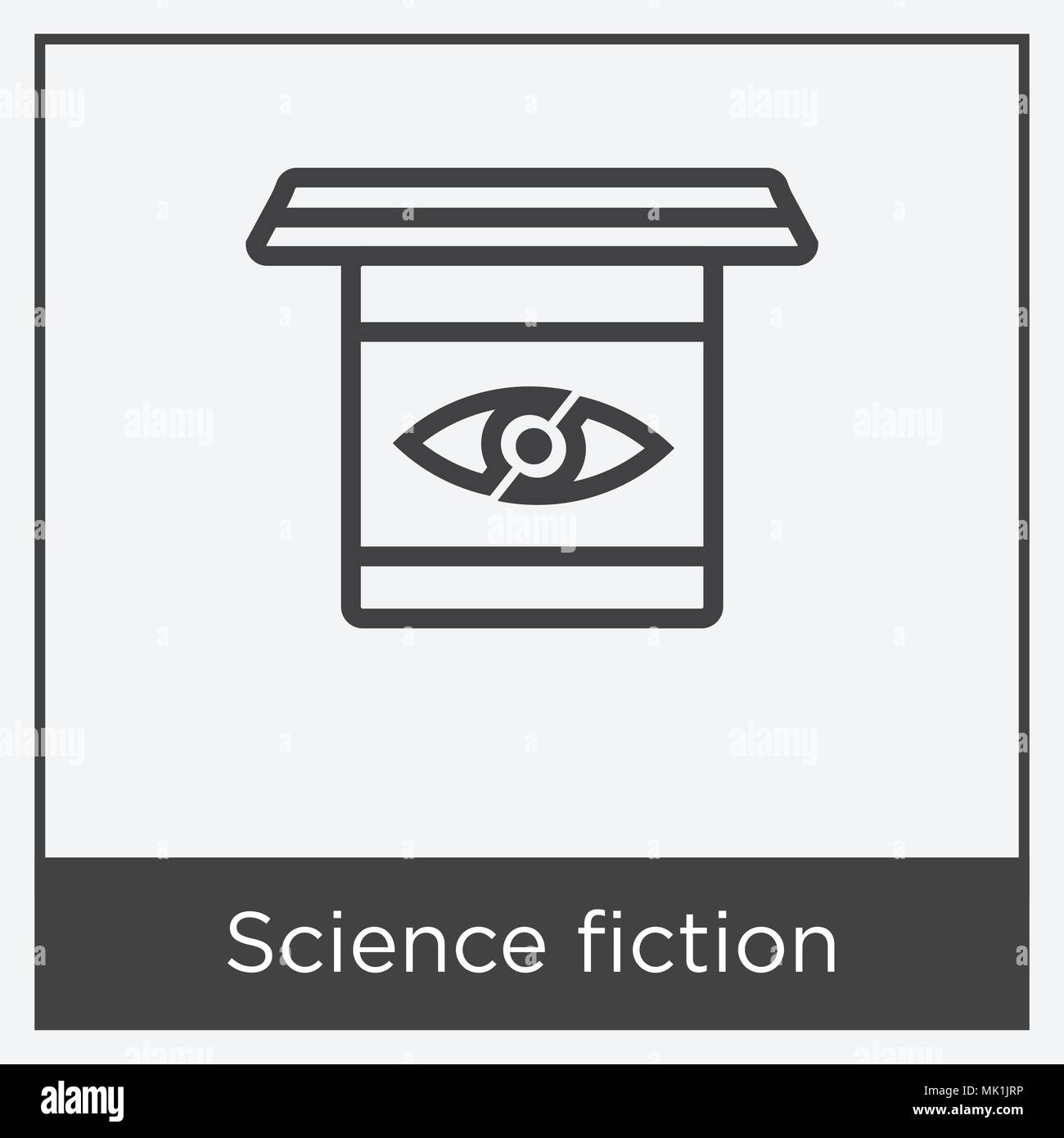 Science fiction icon isolated on white background with gray frame, sign ...