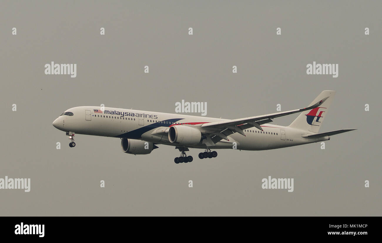 Kuala Lumpur, Malaysia - May 3, 2018. An Airbus A350 aircraft of ...