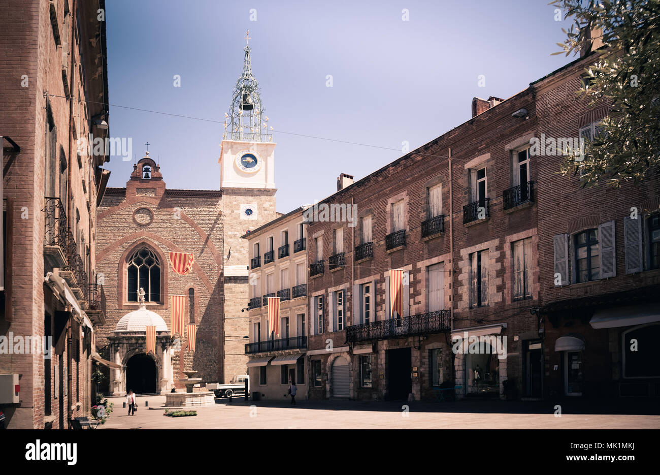 Catalan flags hanging at medieval Cathedral Basilica of Saint John the ...