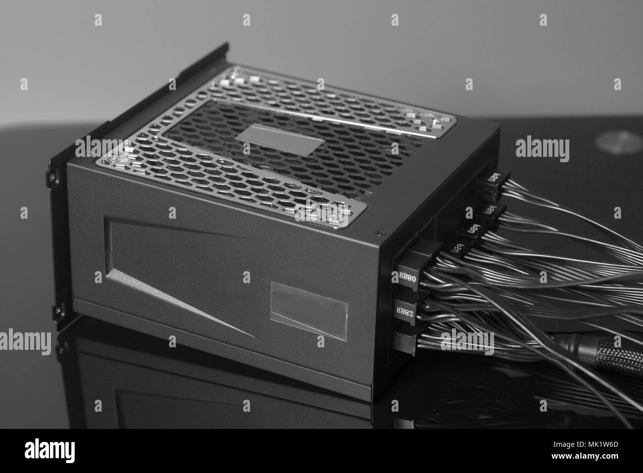 Computer Power Supply Unit on black background Stock Photo - Alamy