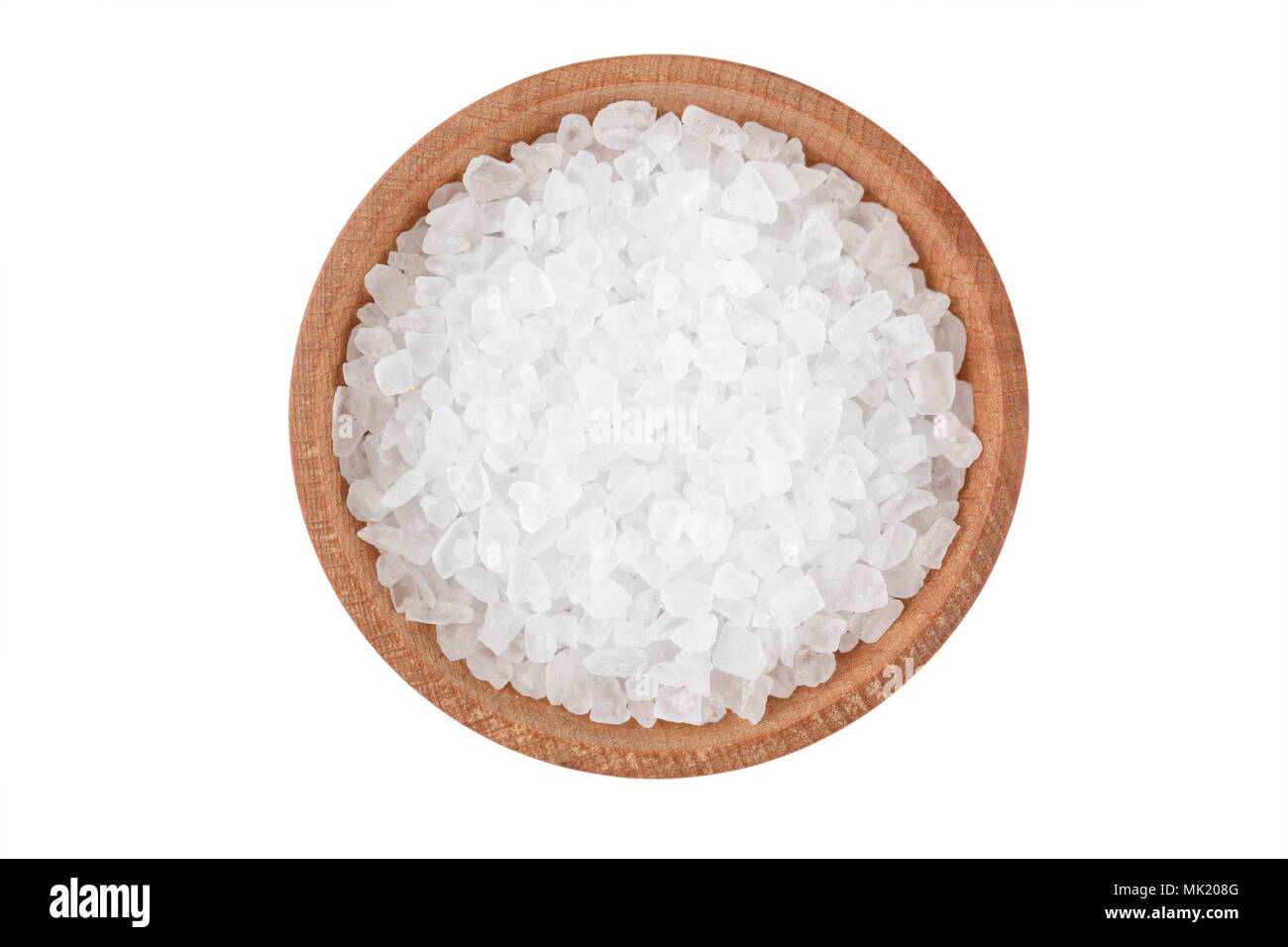 large salt in a wooden saltcellar isolated on a white background Stock ...