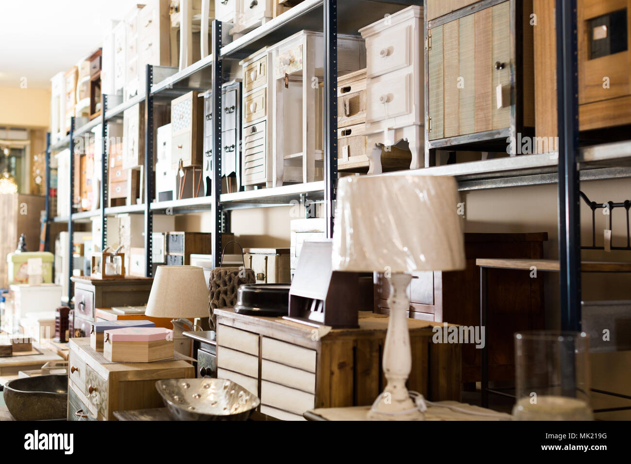 Wide range of vintage furniture and home design objects in shop Stock ...