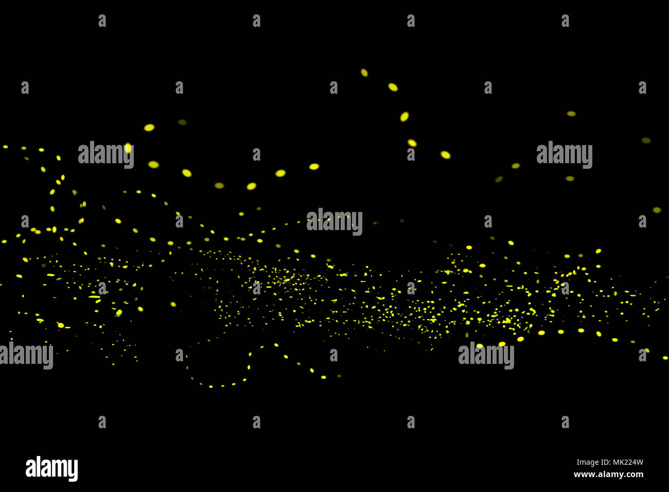 Firefly, lightning bugs on black background Stock Photo - Alamy