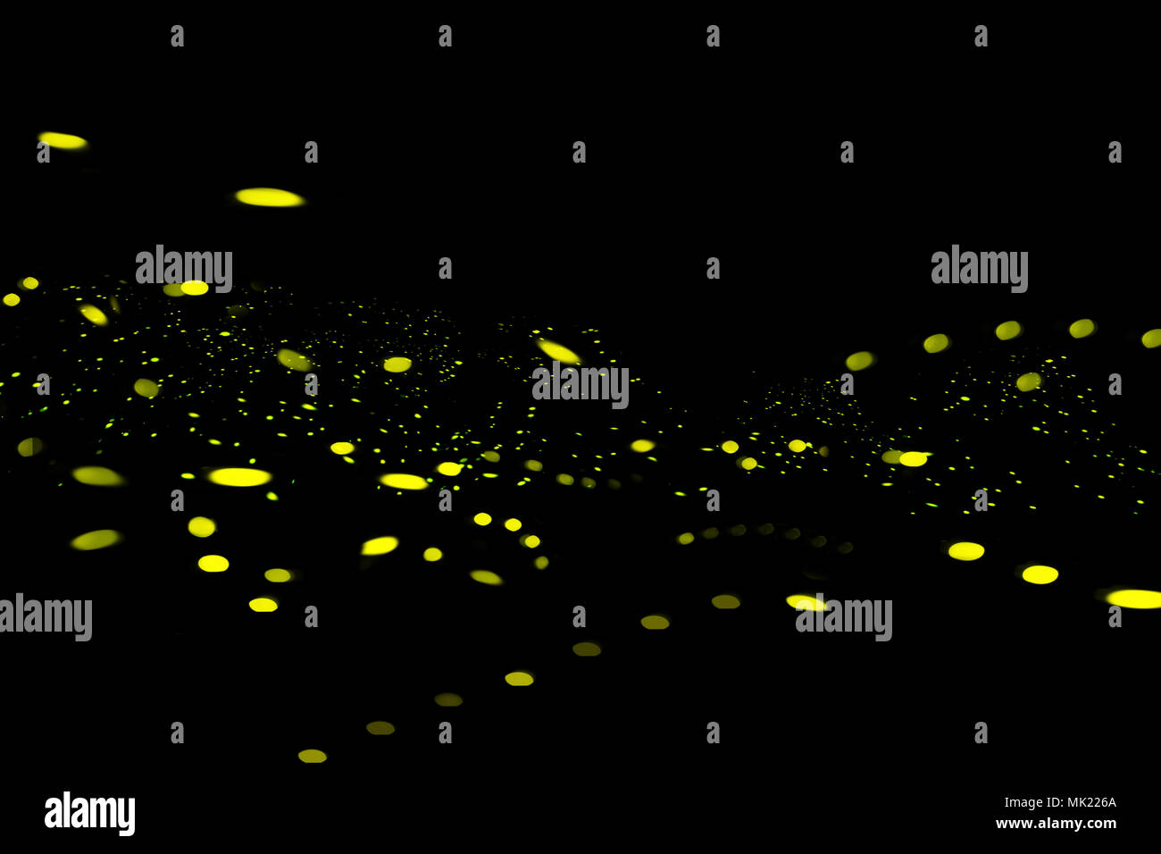 Firefly, lightning bugs on black background Stock Photo - Alamy