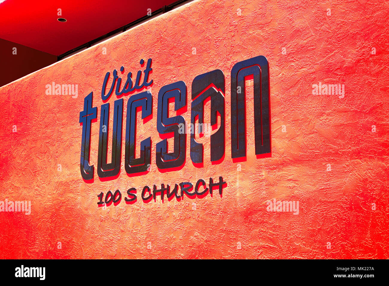 Visit Tucson tourist office wall sign on Church street in downtown ...