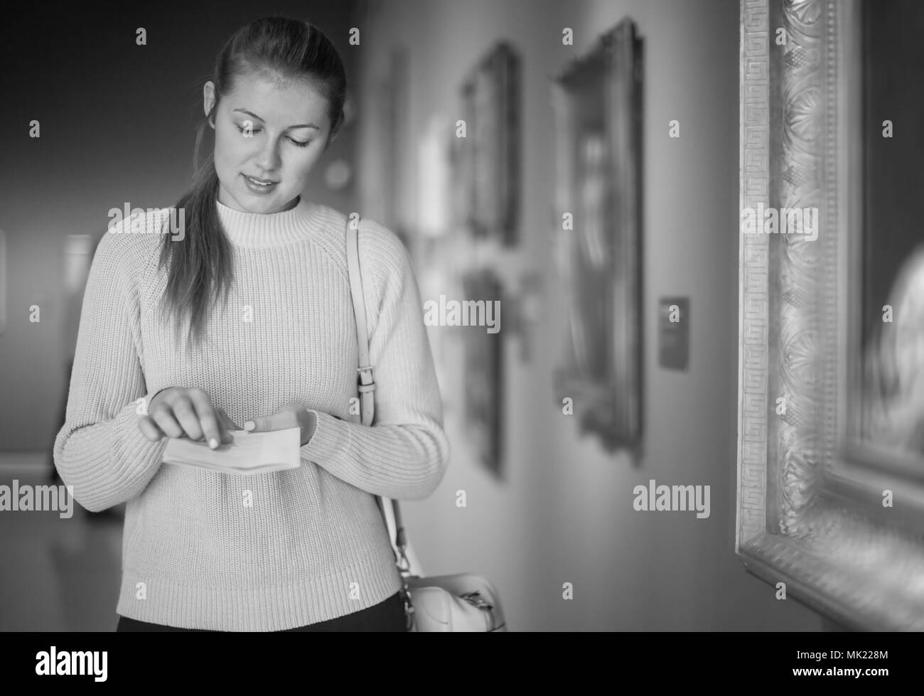 Female museum guide Black and White Stock Photos & Images - Alamy