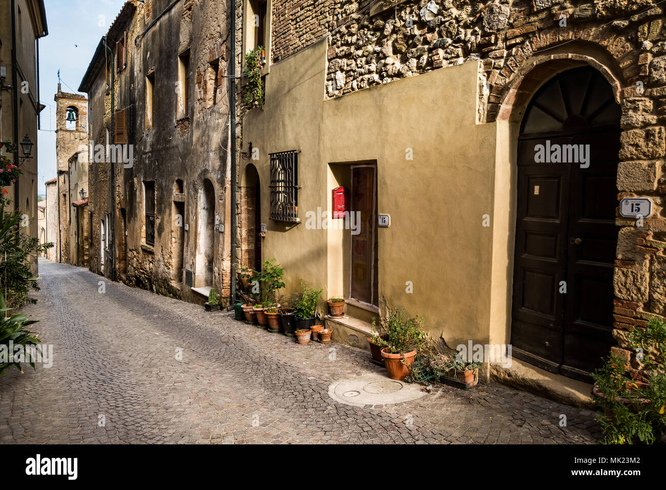 Bibbona, Leghorn, Italy - April 2018 the medieval village of Bibbona in ...