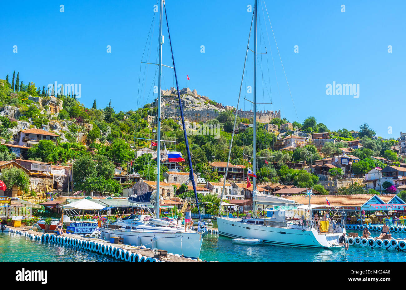 KALEKOY, TURKEY - MAY 5, 2017: Idyllic nature, preserved historical ...