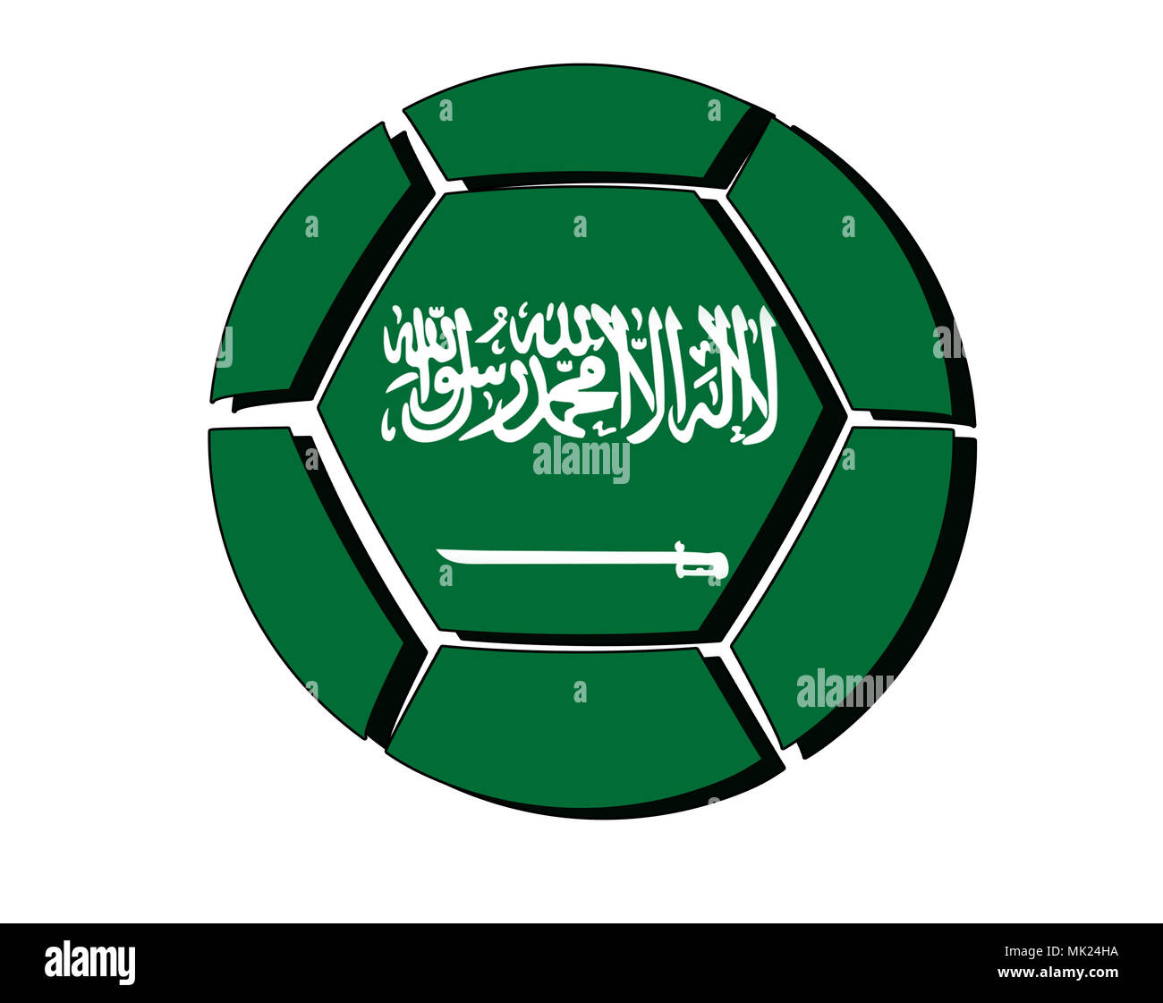 Saudi Arabia flag on football ball, 2018 Championship Stock Photo - Alamy