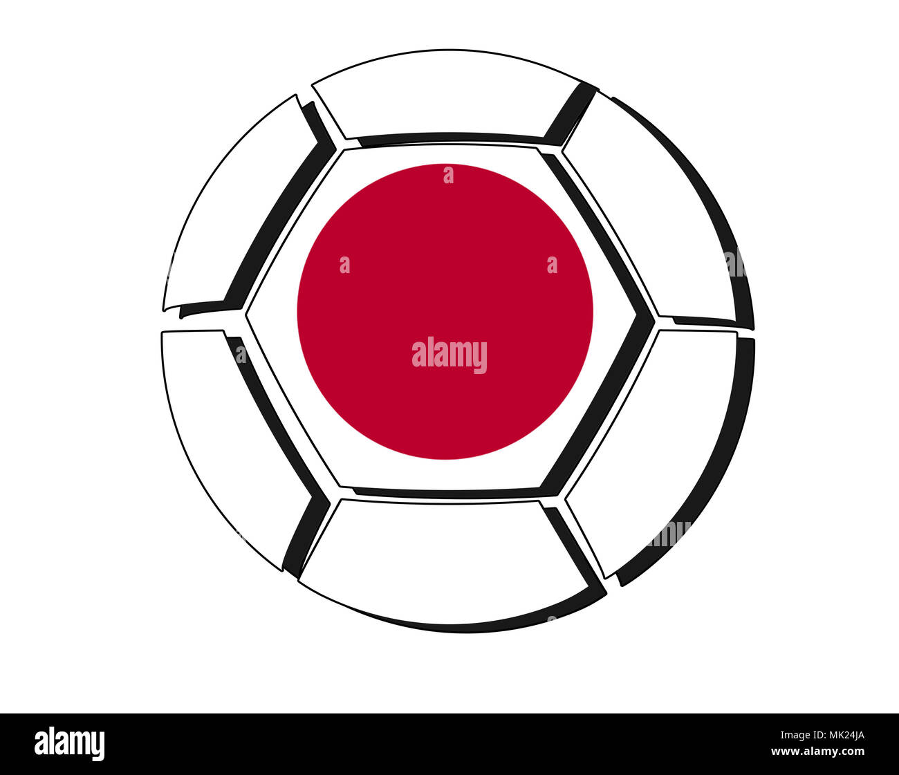 Japan flag on football ball, 2018 Championship, white background Stock ...