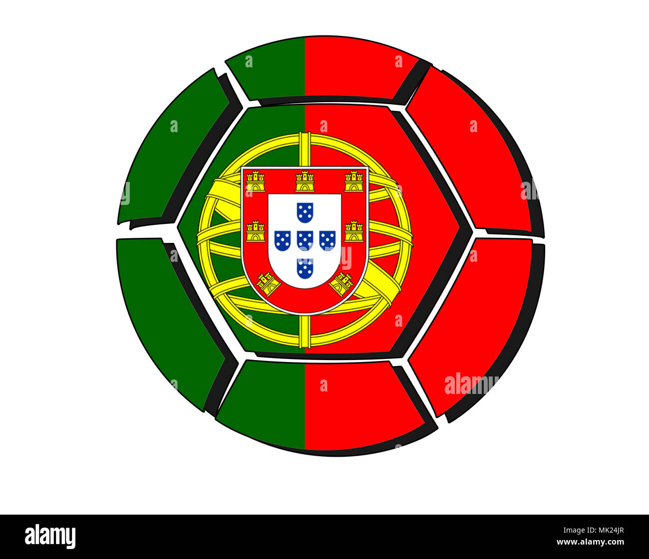 Portugal flag on football ball, 2018 Championship, white background ...