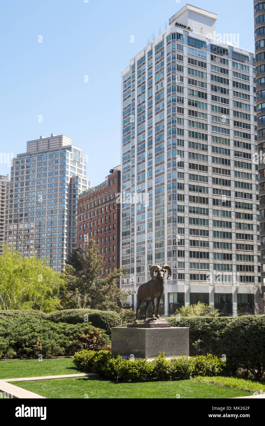 Upper West Side Architecture with Fordham University Ram Mascot Statue ...