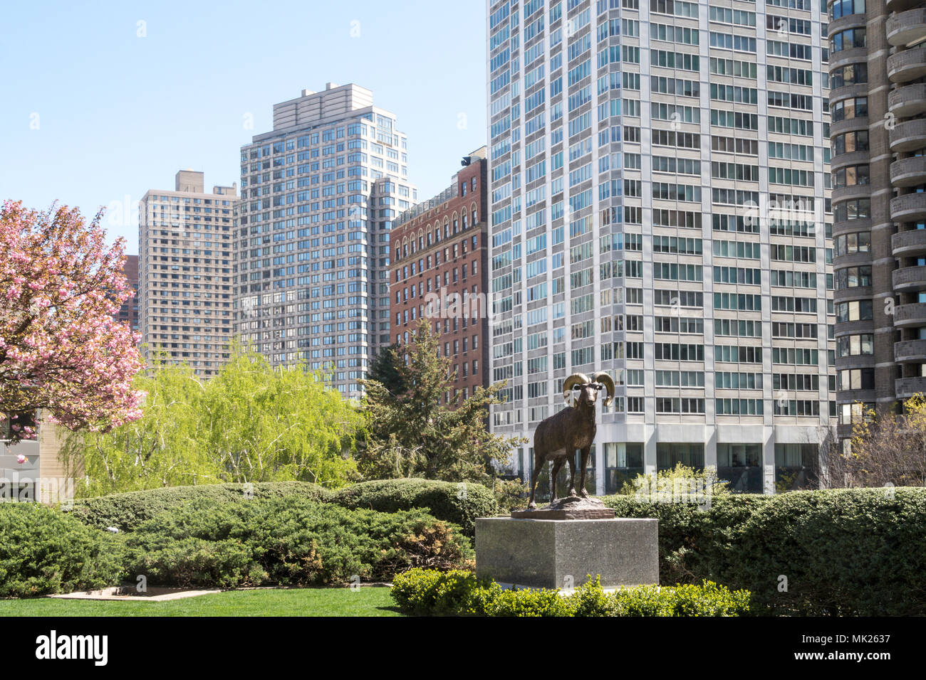 Upper West Side Architecture with Fordham University Ram Mascot Statue ...