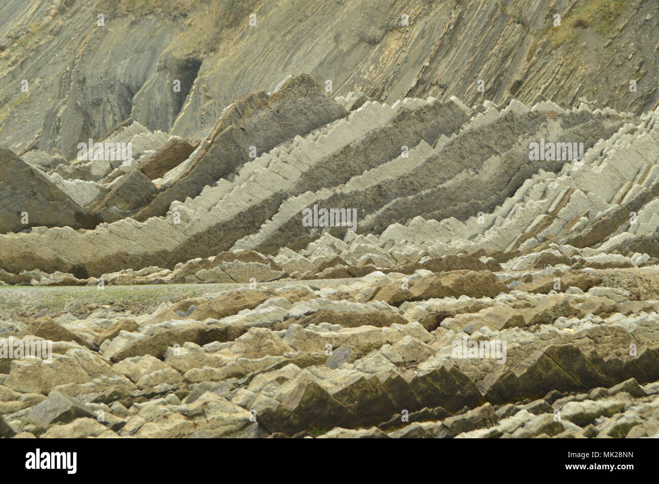 Geological Formations In Beach Of The Flysch Type Geopark Basque Route ...