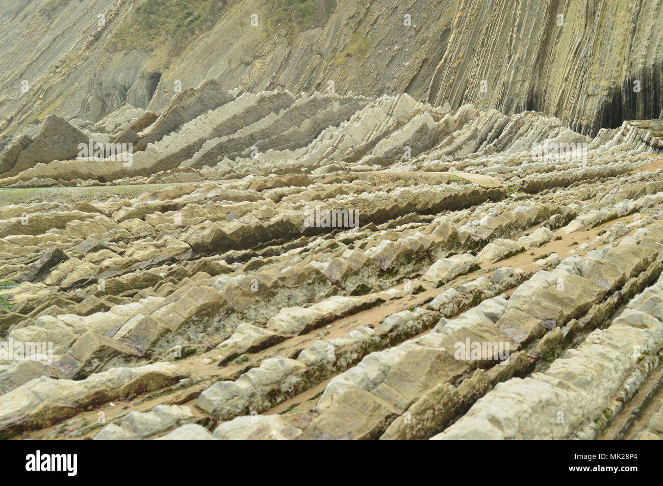 Geological Formations In Beach Of The Flysch Type Geopark Basque Route ...