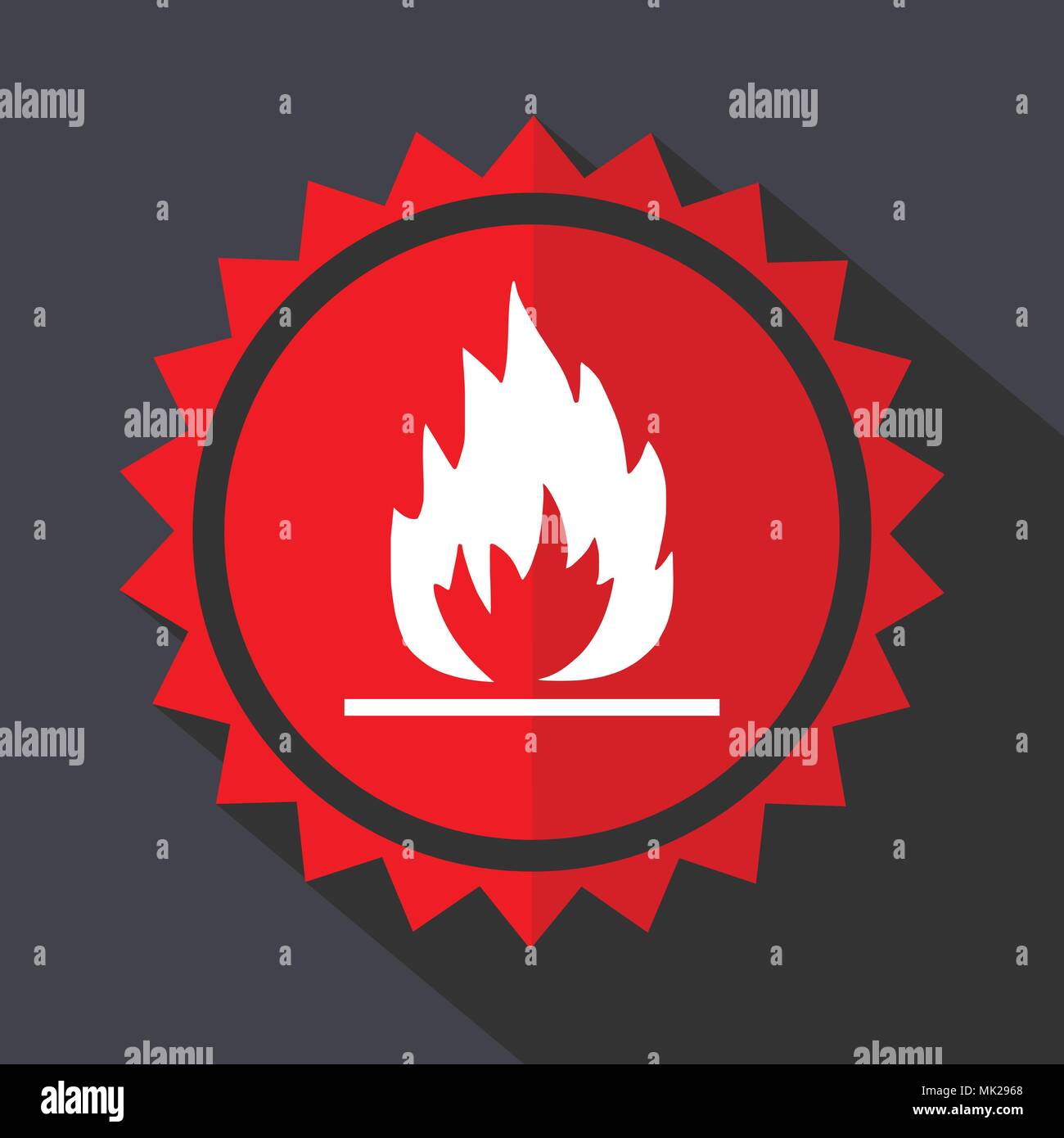 Flame red sticker flat design vector icon Stock Vector Image & Art - Alamy