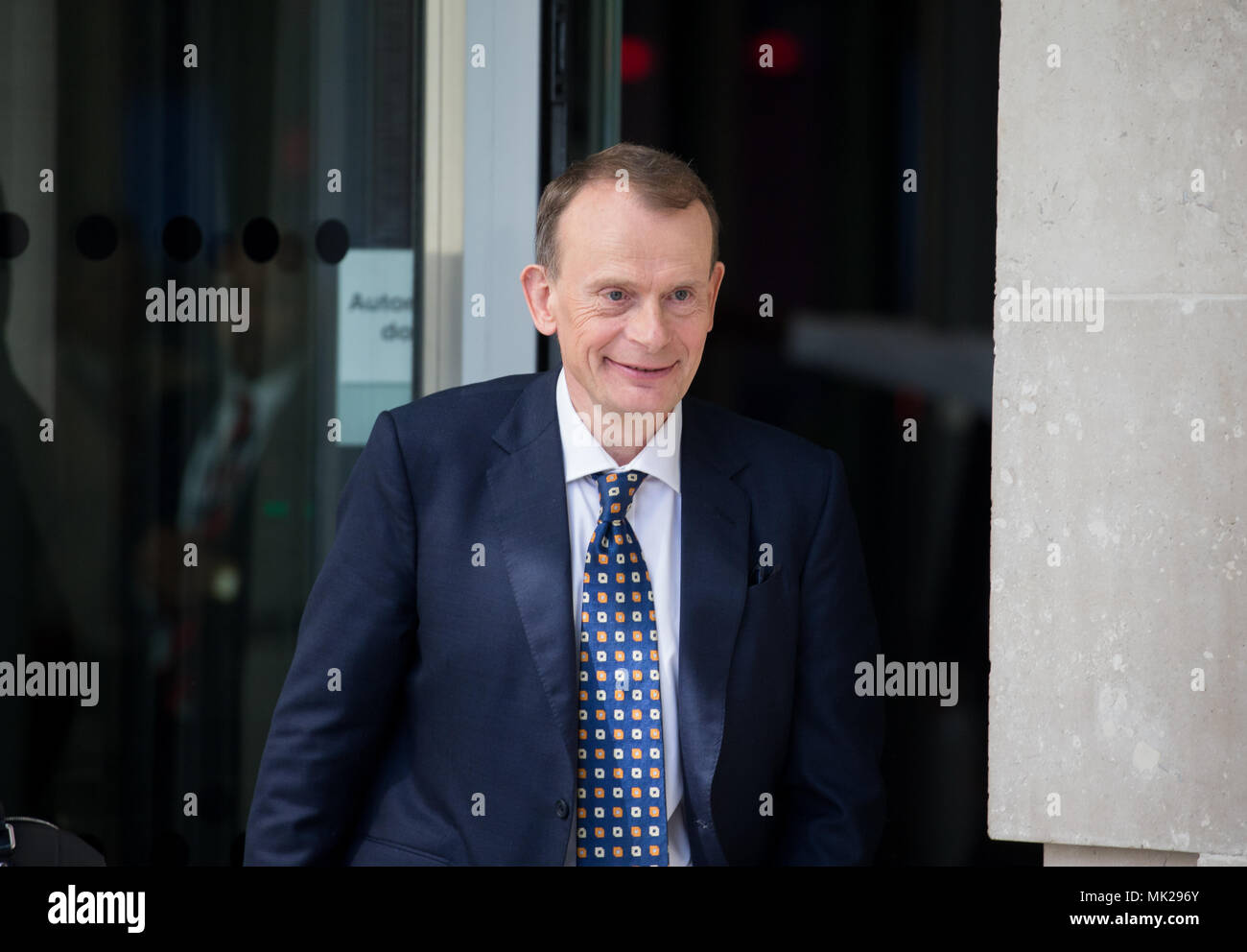 Political analyst and TV Presenter, Andrew Marr, leaves the BBC studios ...