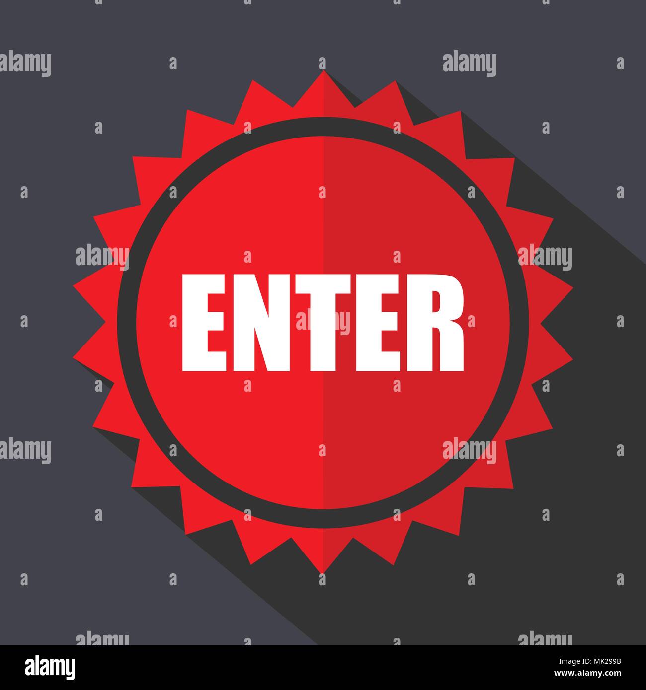 Enter red sticker flat design vector icon Stock Vector Image & Art - Alamy
