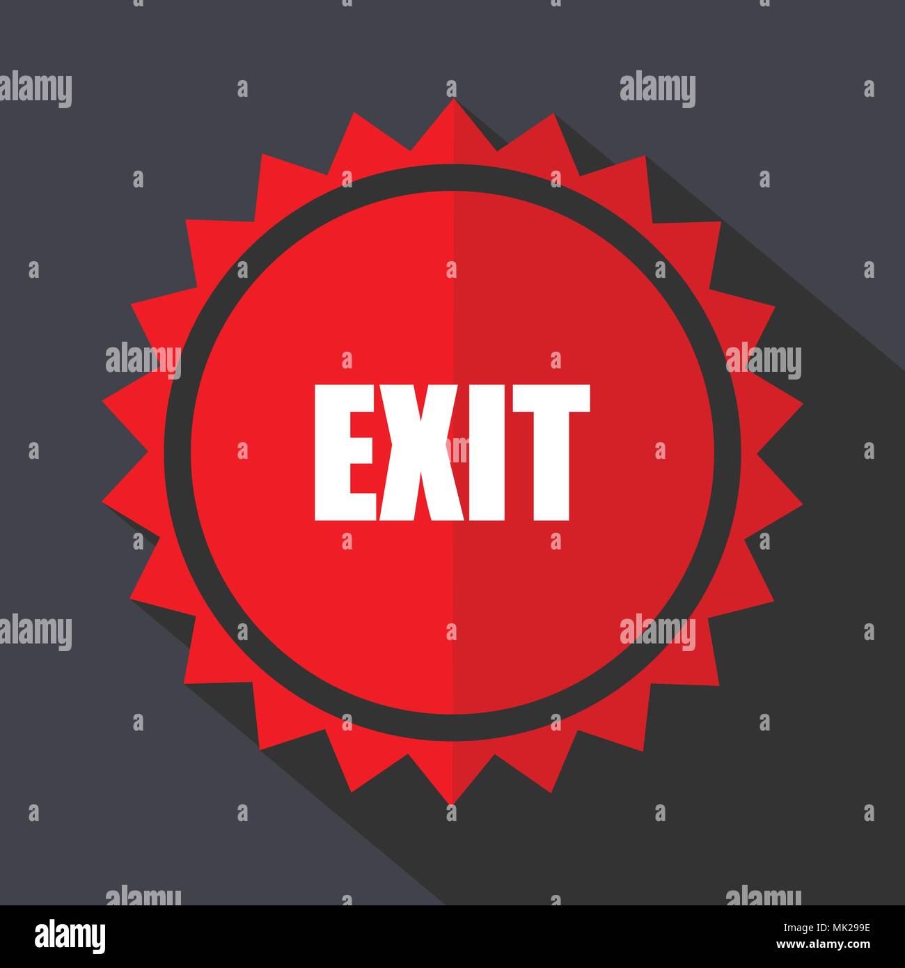 Exit red sticker flat design vector icon Stock Vector Image & Art - Alamy