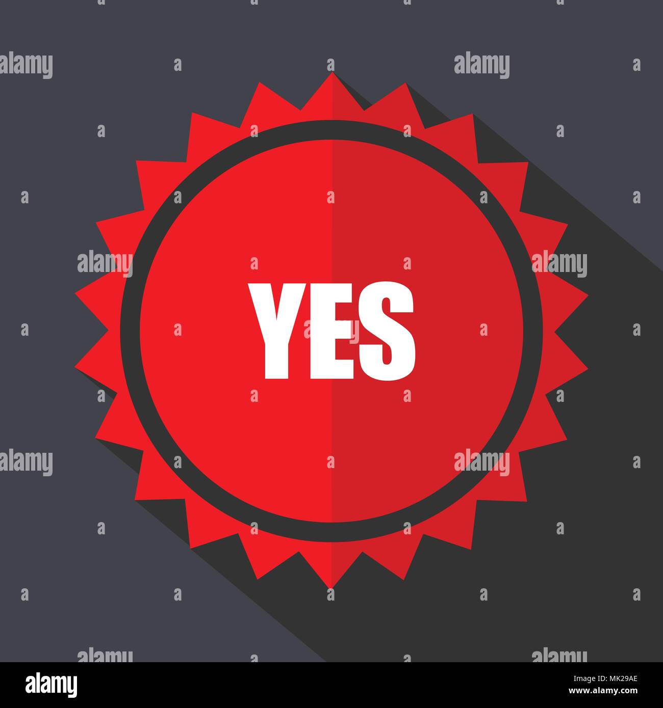 Yes red sticker flat design vector icon Stock Vector Image & Art - Alamy