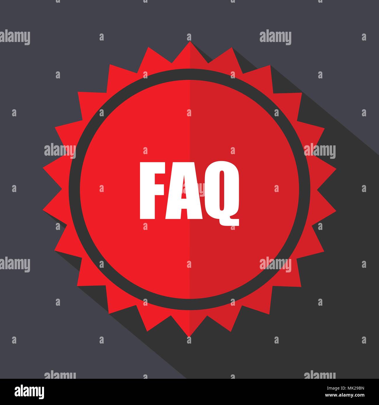 Faq red sticker flat design vector icon Stock Vector Image & Art - Alamy