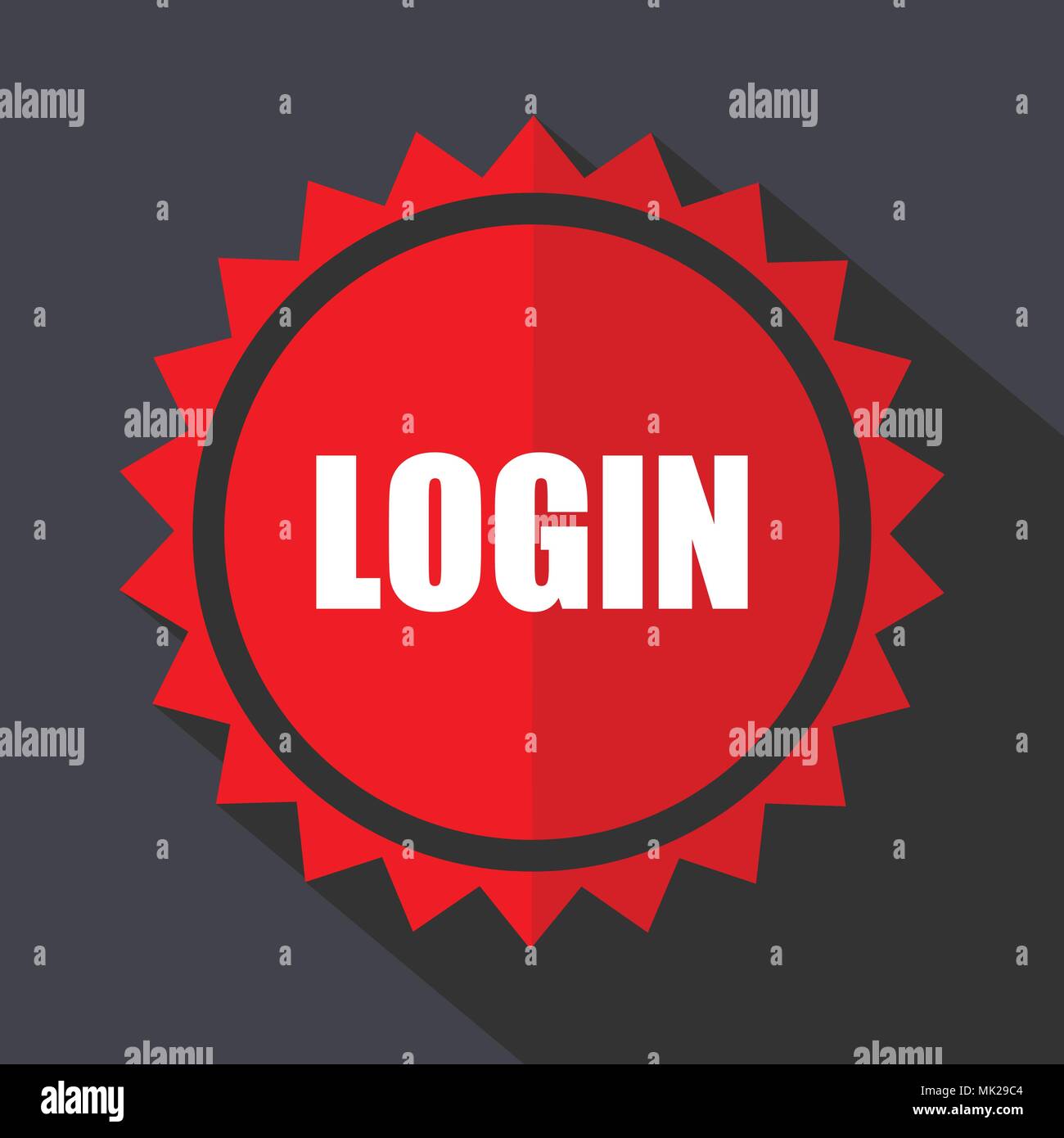 Login red sticker flat design vector icon Stock Vector Image & Art - Alamy