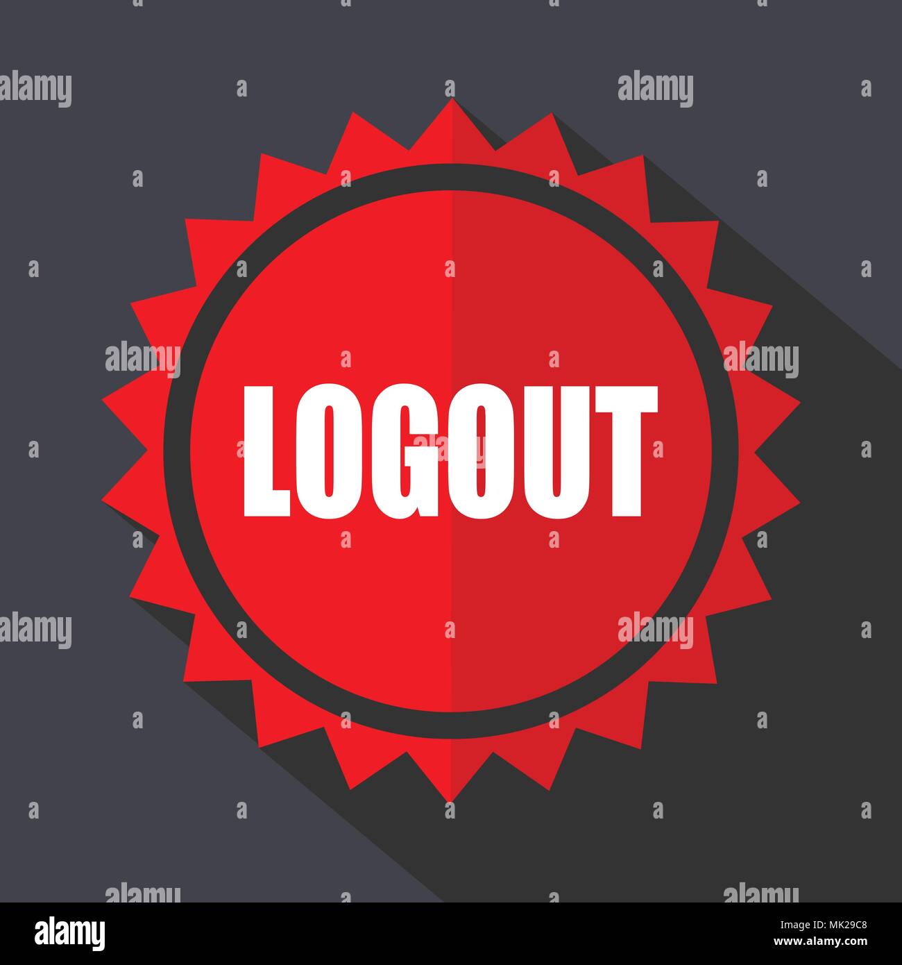 Logout red sticker flat design vector icon Stock Vector Image & Art - Alamy