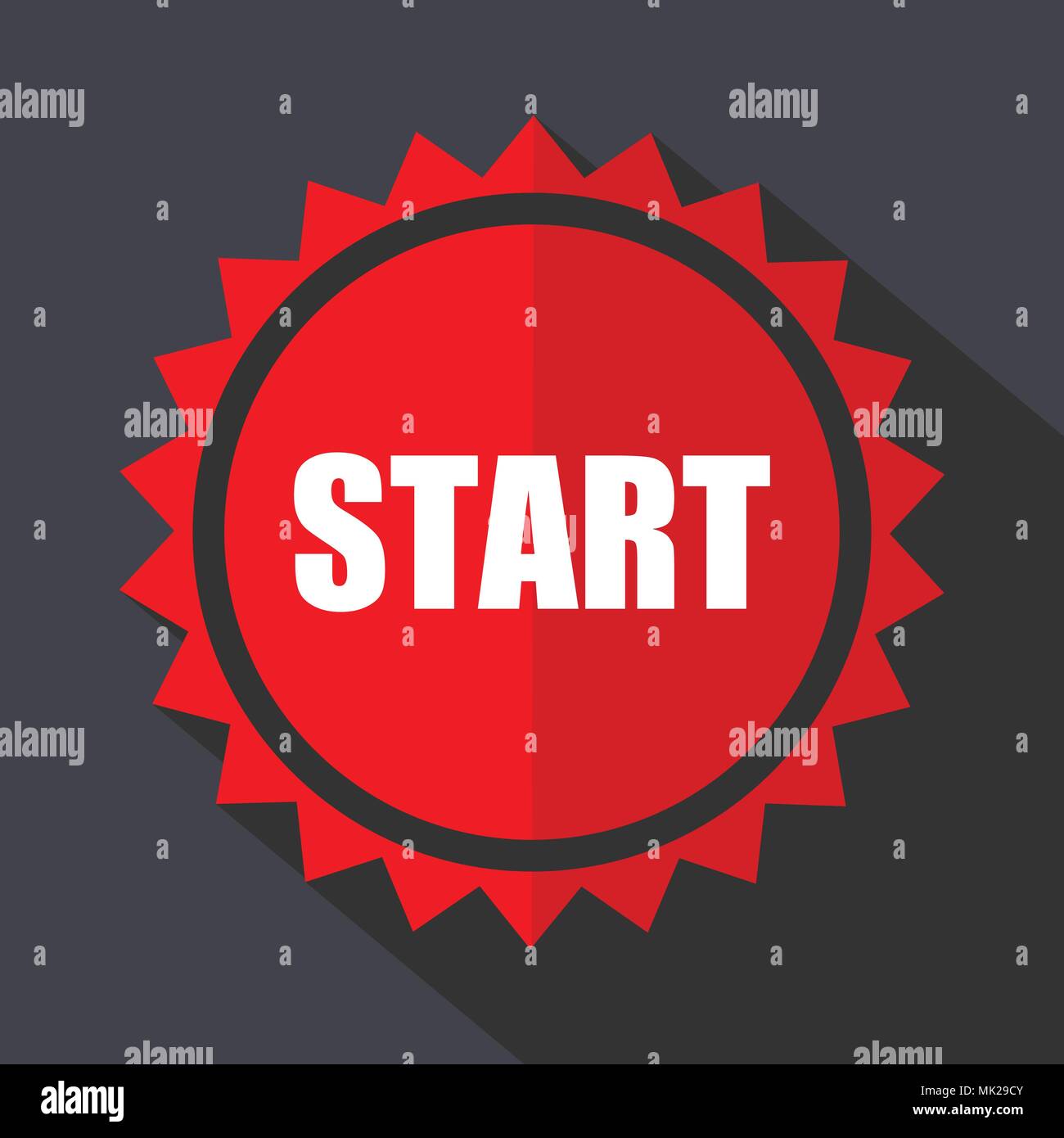 Start red sticker flat design vector icon Stock Vector Image & Art - Alamy