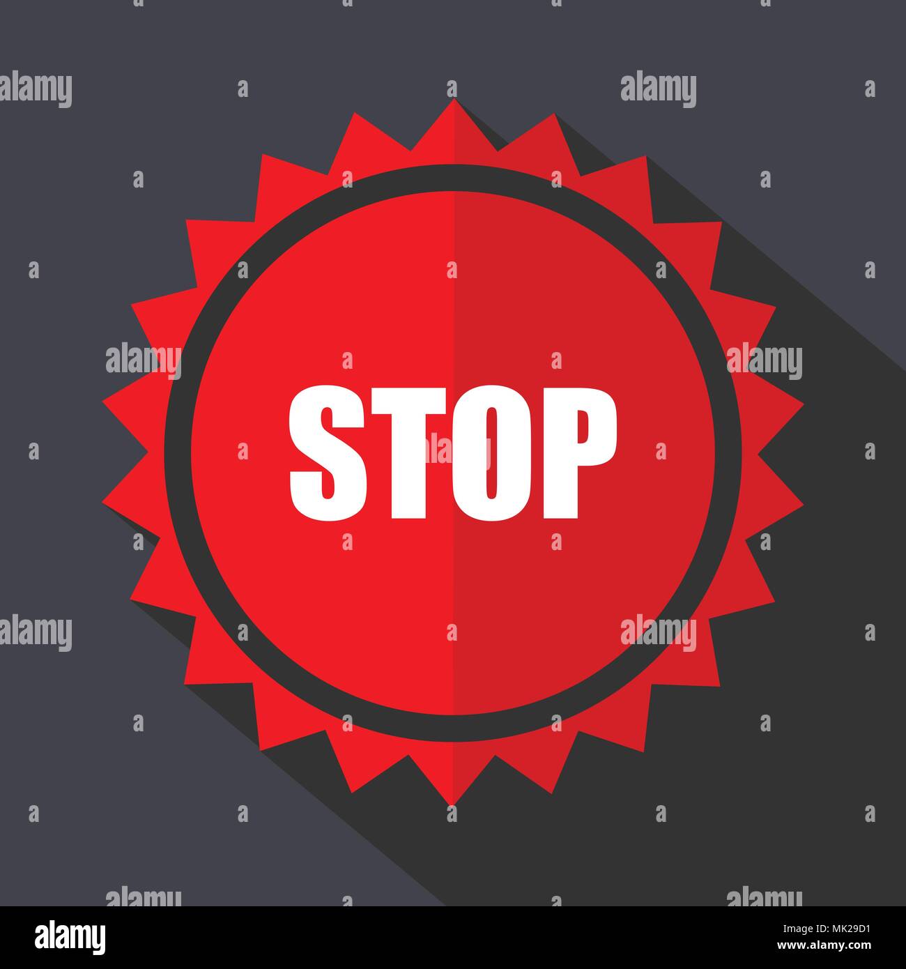 Stop red sticker flat design vector icon Stock Vector Image & Art - Alamy
