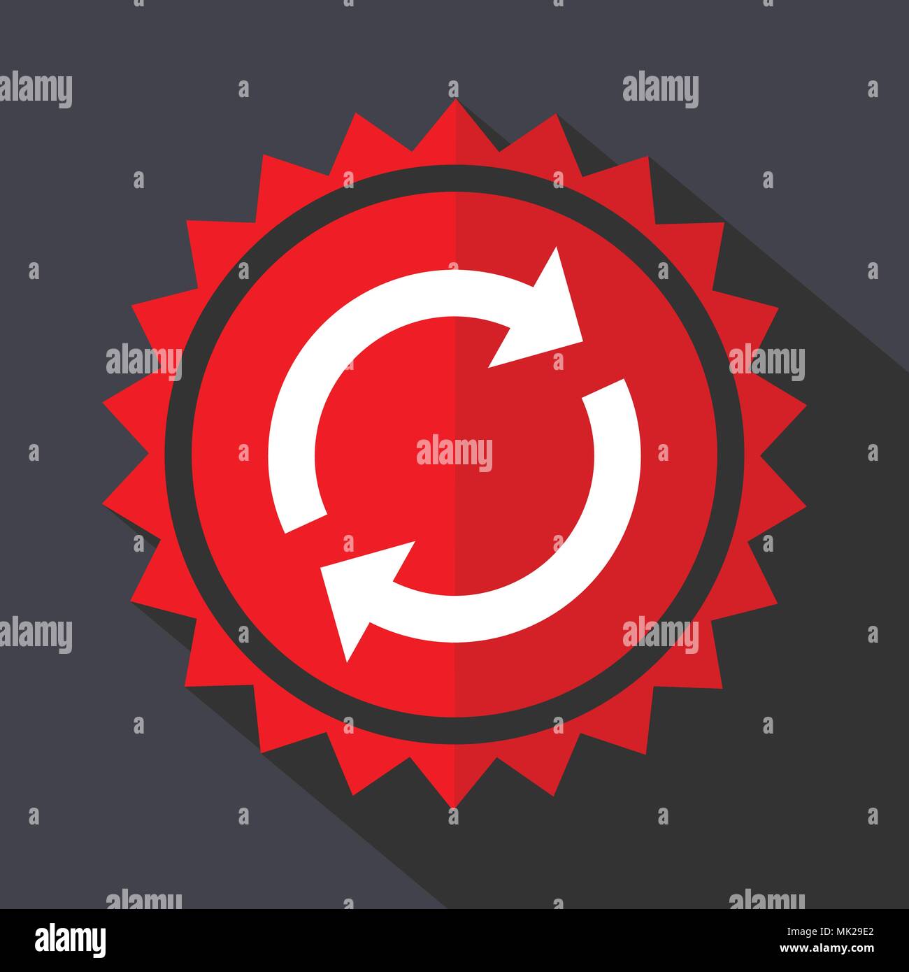 Reload red sticker flat design vector icon Stock Vector Image & Art - Alamy
