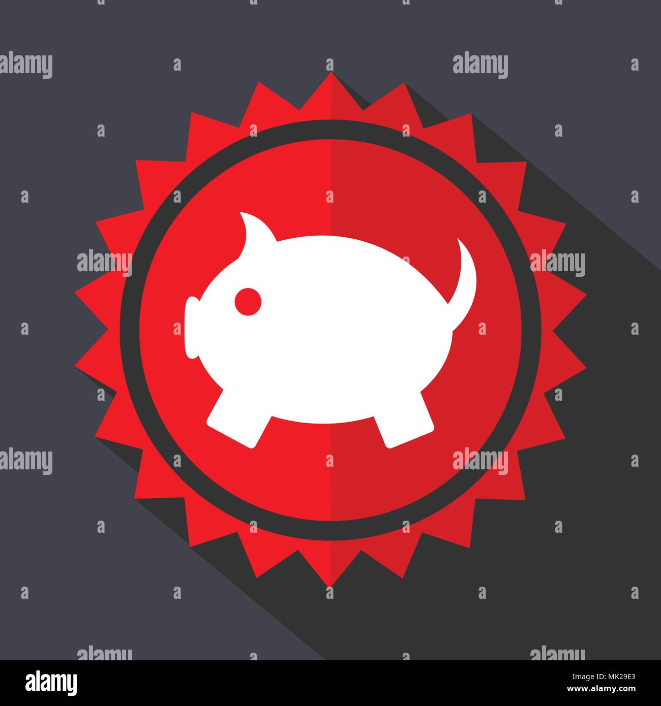 Piggy bank red sticker flat design vector icon Stock Vector Image & Art ...