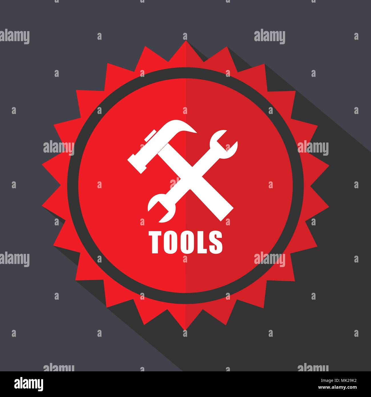 Tools red sticker flat design vector icon Stock Vector Image & Art - Alamy