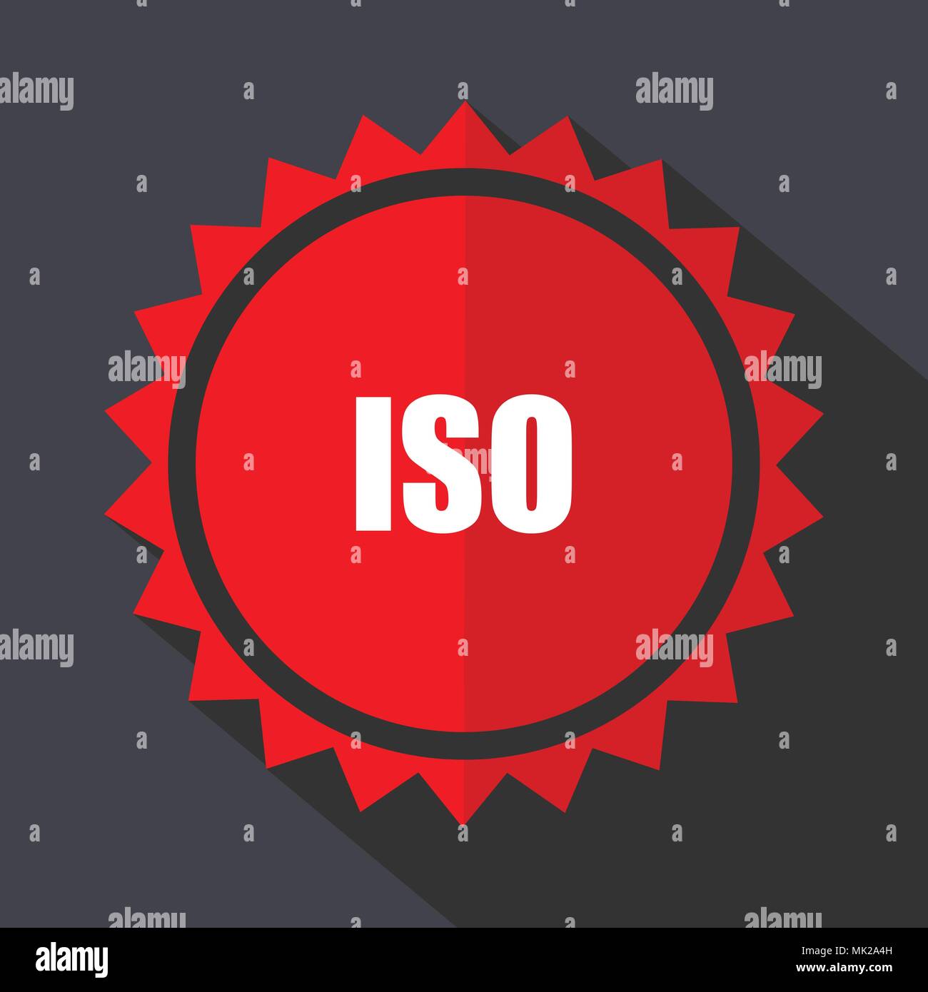 ISO red sticker flat design vector icon Stock Vector Image & Art - Alamy