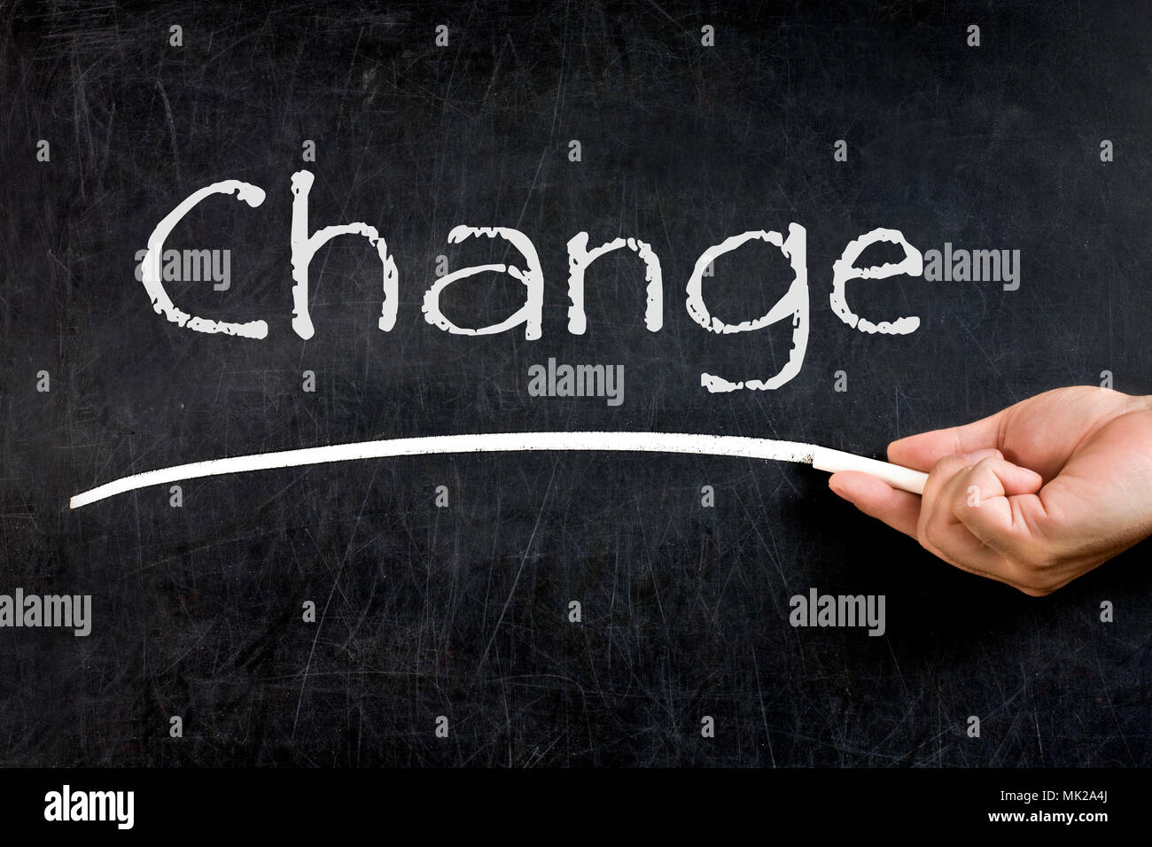 Change handwritten and underlined on blackboard or chalkboard Stock ...