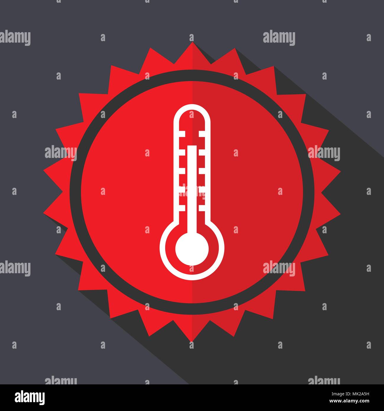 Thermometer red sticker flat design vector icon Stock Vector Image ...