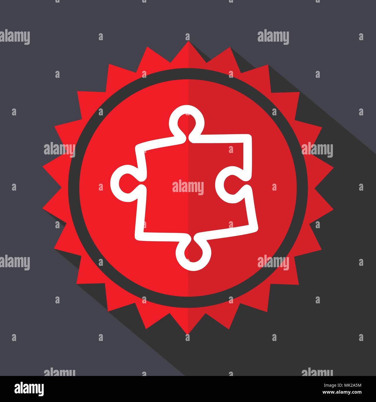 Puzzle red sticker flat design vector icon Stock Vector Image & Art - Alamy