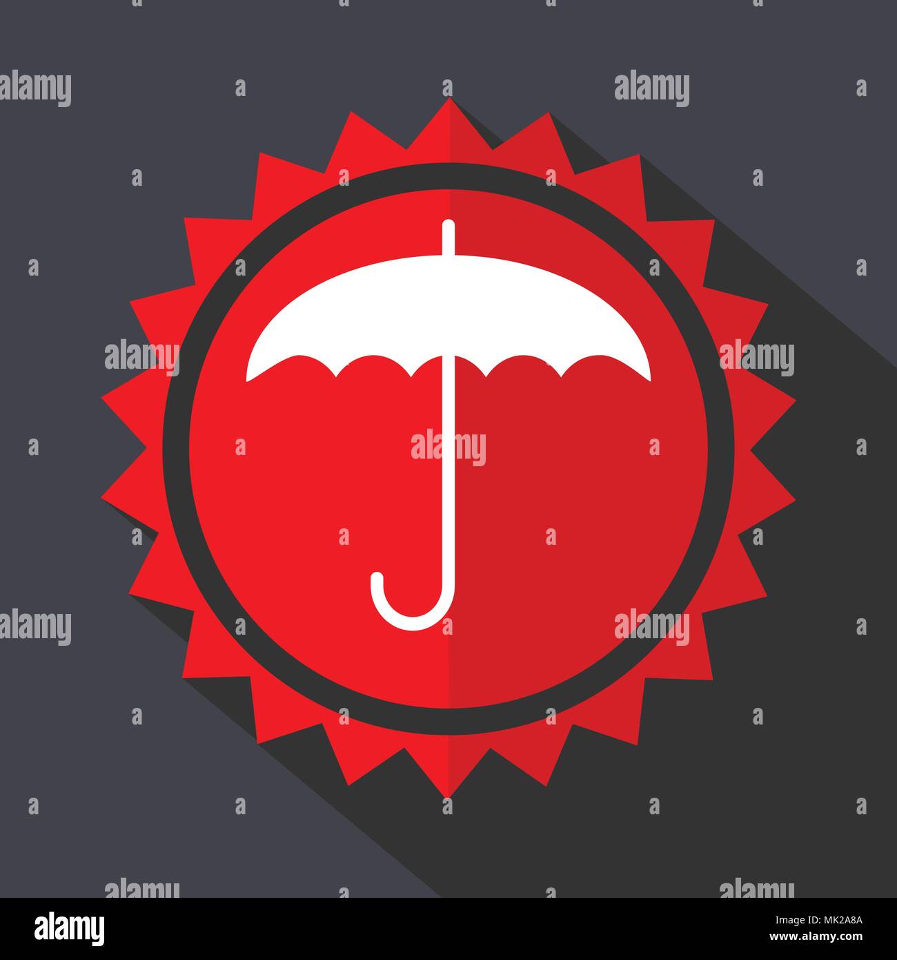 Umbrella red sticker flat design vector icon Stock Vector Image & Art ...