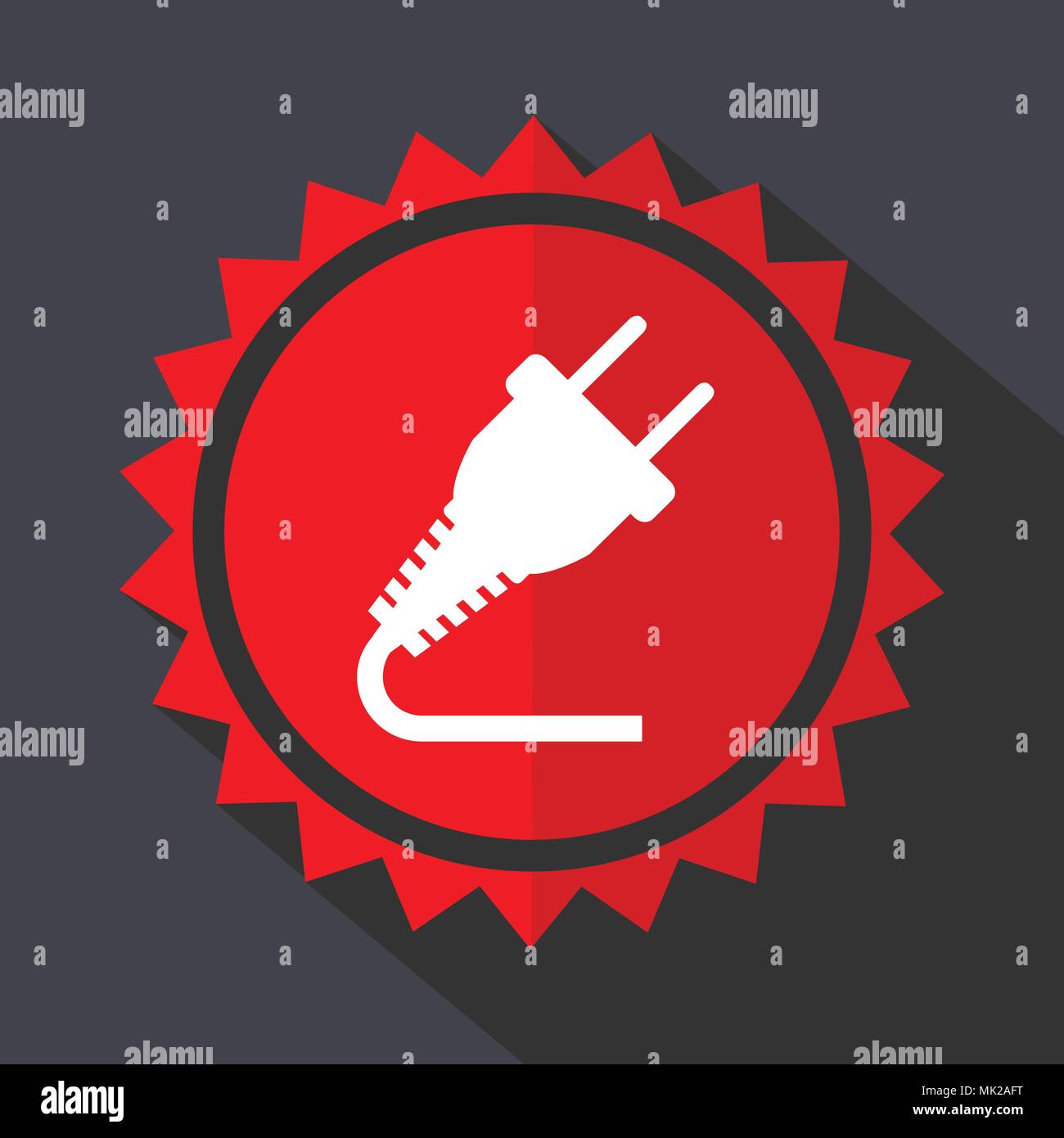 Plug red sticker flat design vector icon Stock Vector Image & Art - Alamy
