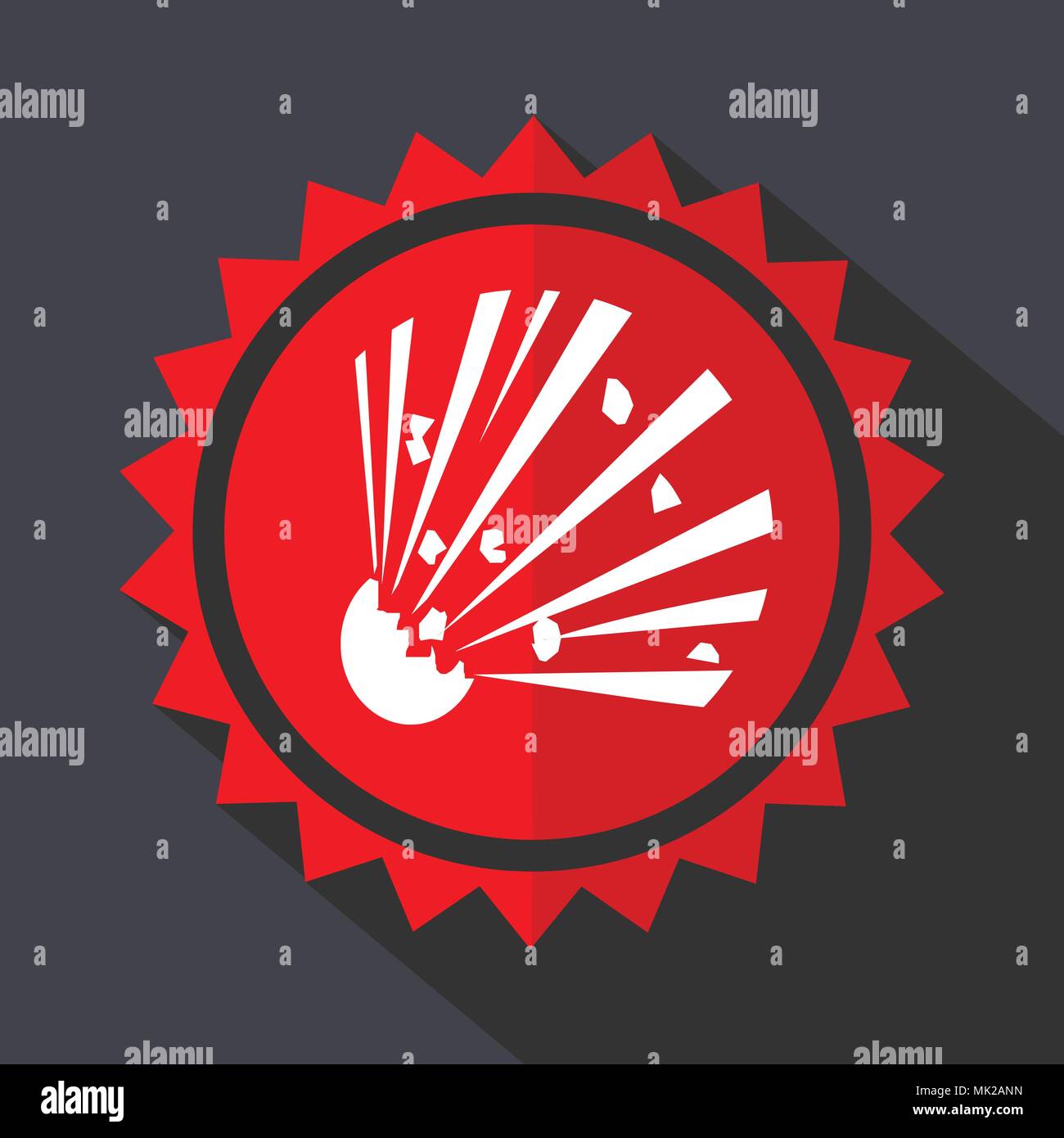 Bomb red sticker flat design vector icon Stock Vector Image & Art - Alamy