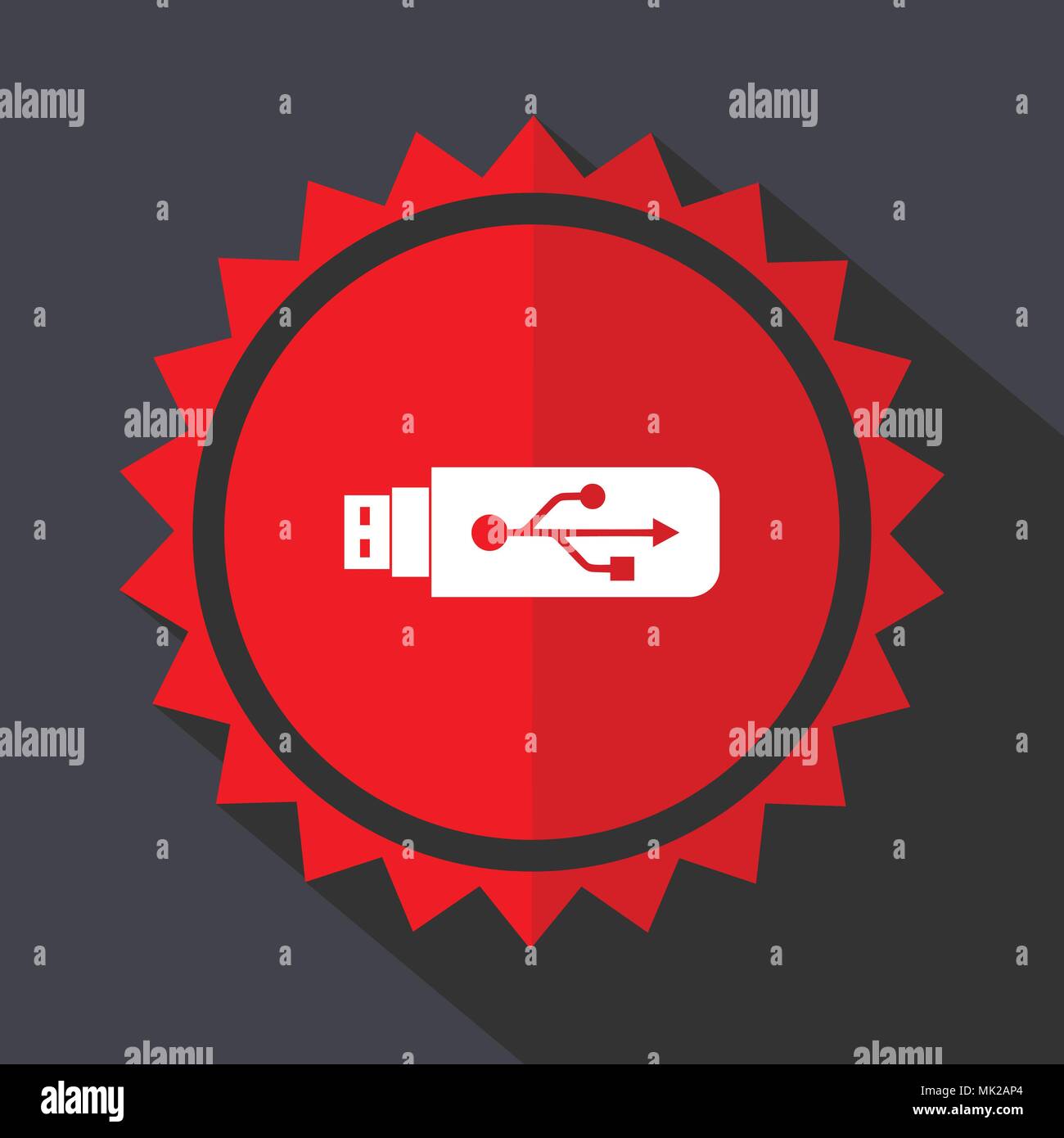 Usb red sticker flat design vector icon Stock Vector Image & Art - Alamy