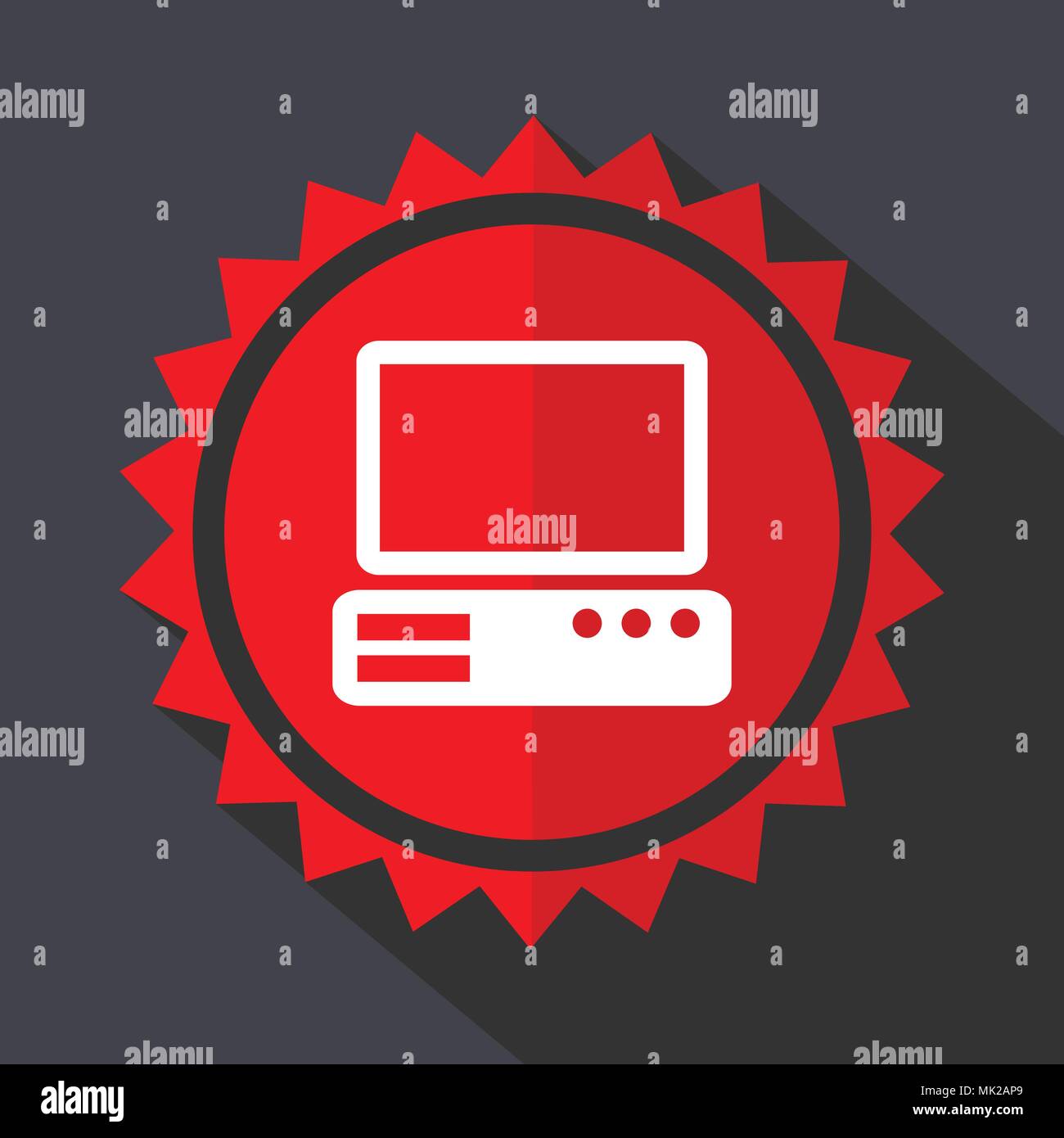 Computer red sticker flat design vector icon Stock Vector Image & Art ...