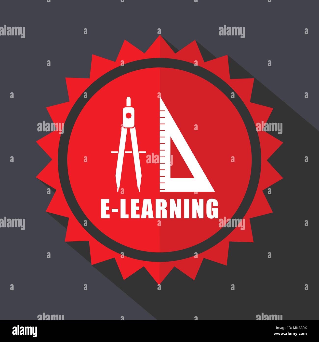 Learning red sticker flat design vector icon Stock Vector Image & Art ...