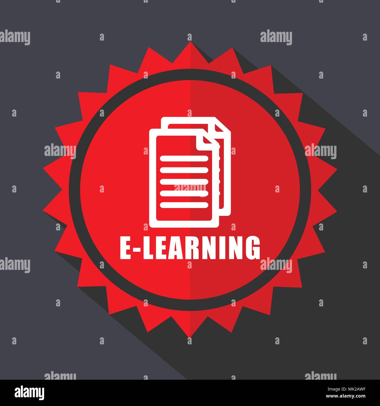 Learning red sticker flat design vector icon Stock Vector Image & Art ...