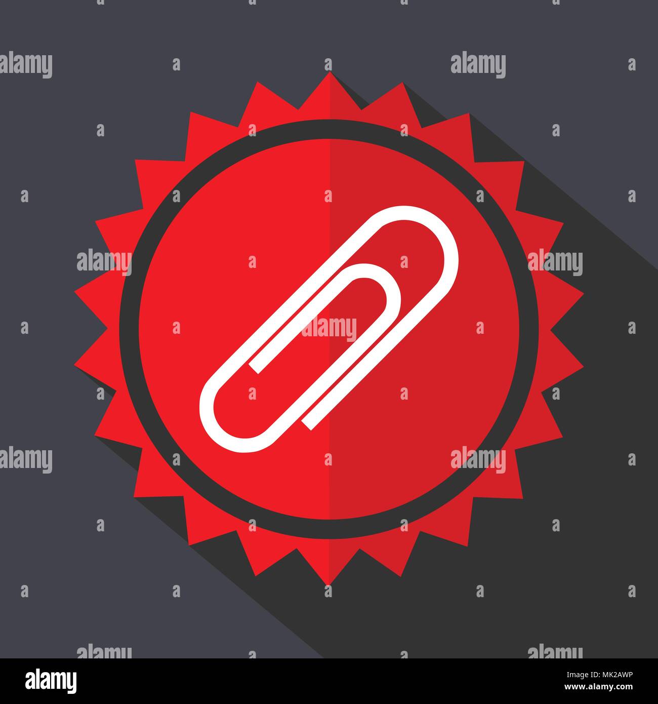 Paperclip red sticker flat design vector icon Stock Vector Image & Art ...