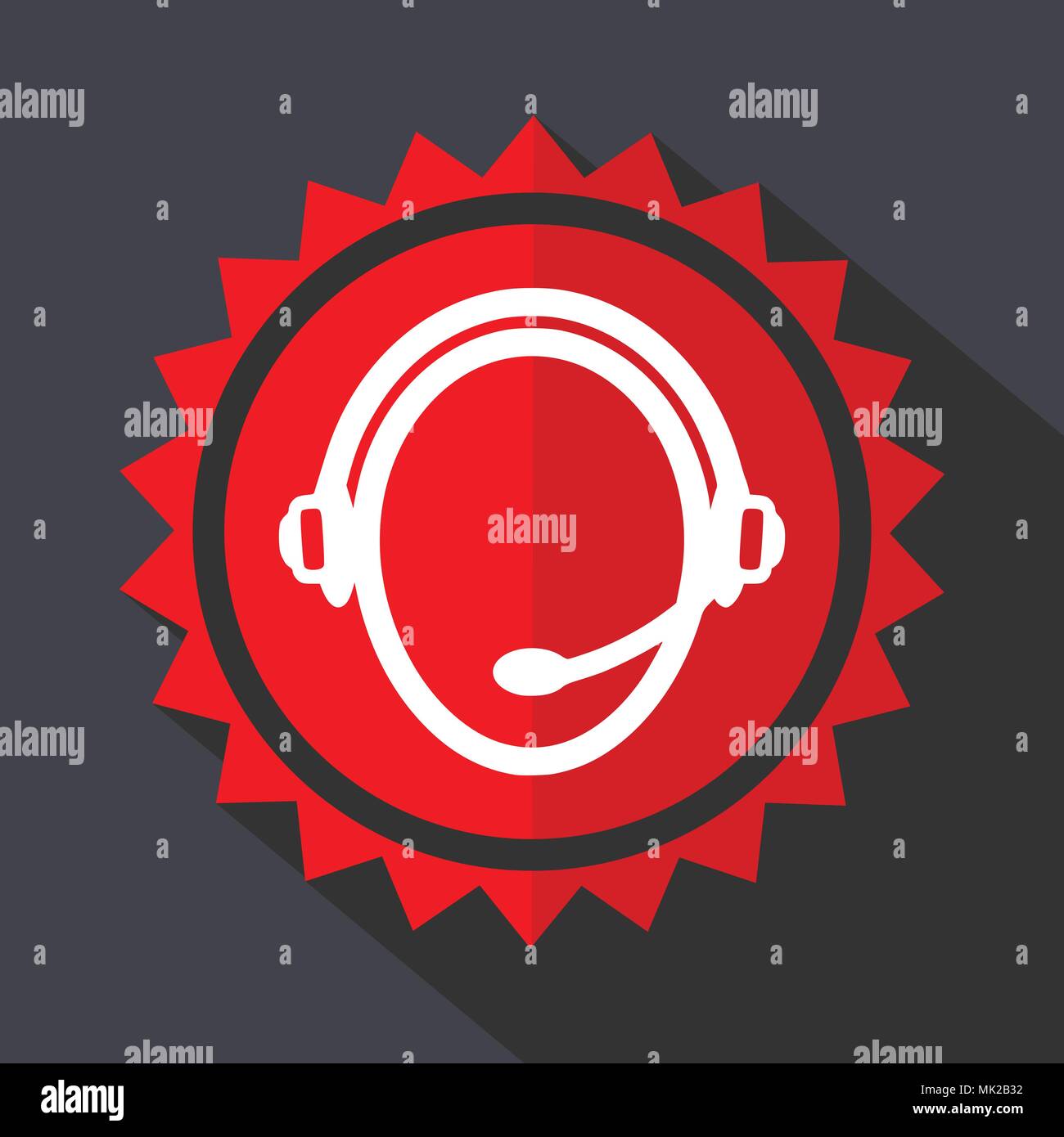 Customer service red sticker flat design vector icon Stock Vector Image ...
