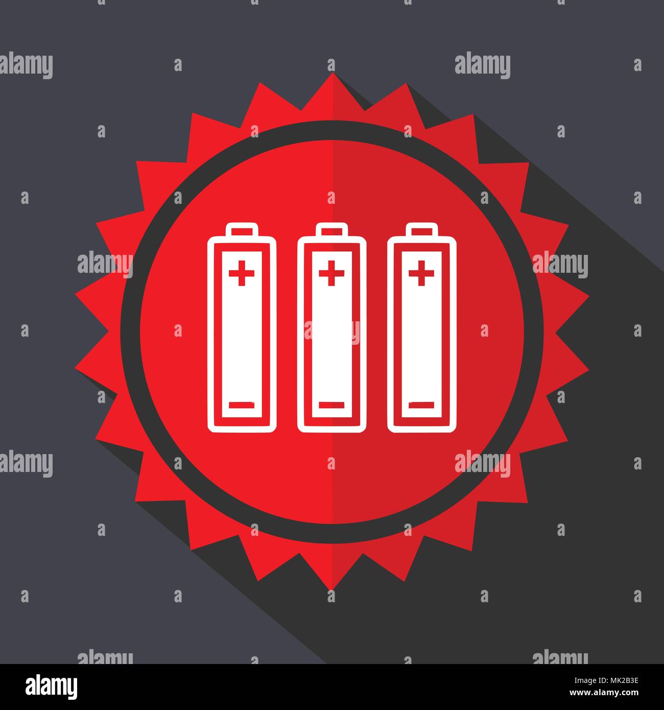 Battery red sticker flat design vector icon Stock Vector Image & Art ...